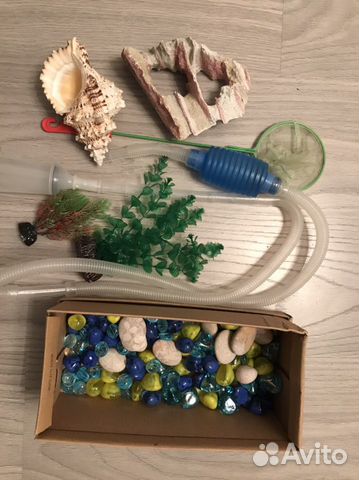 Камни насос сачок ракушка растения аквариумные